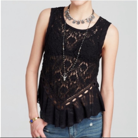 Free People | Tops | Free People Lace Open Back Top | Poshmark